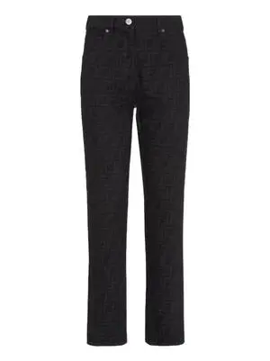 Fendi Ff Logo Slim-fit Jeans - Black