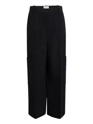 Khaite High-waisted Straight Leg Trousers With Sticker Pockets - Black