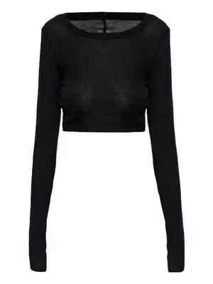 Rick Owens Long Sleeve Cropped Top - Black