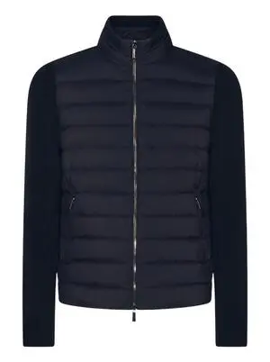 MOORER Quilted Zip-up Coat - Black