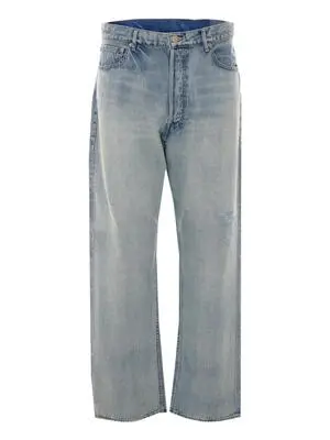 Auralee Faded Selvedge Distressed Jeans - Gray