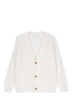 LARDINI Lardini Ribbed-Knit V-Neck Cardigan White