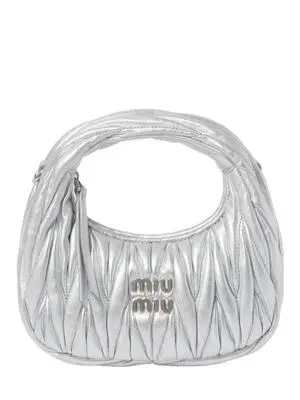 Miu Miu Matelassé Nappa Leather Hobo Mini-bag - Silver