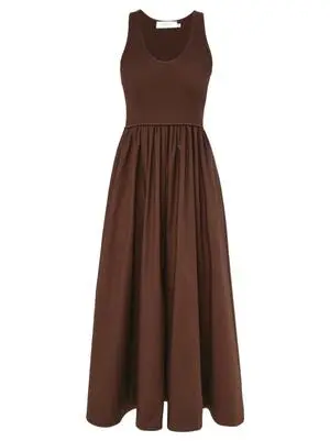 Zimmermann Sleeveless Dress With Fitted Knit Bodice And Gathered Skirt - Brown