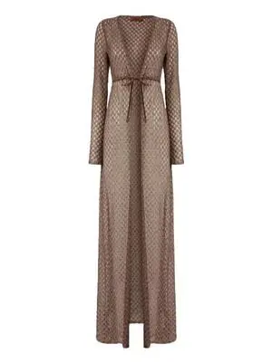 Missoni Spiderweb Motif Lamé Long Cardigan - Brown