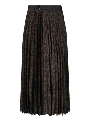 Sacai Leopard Print Pleated Skirt - Black