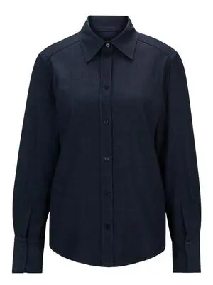 Hugo Boss Regular-fit Twill Blouse - Deep Blue