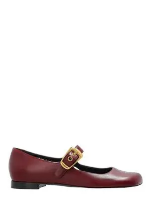 Chloé Polly Ballet Flats With Gold Buckle Detail - Brown