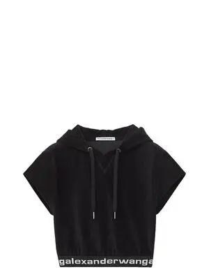 Alexander Wang Cropped Corduroy Hoodie - Black