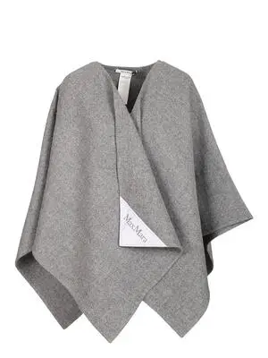 Max Mara Serra Logo Patch Cape - Gray