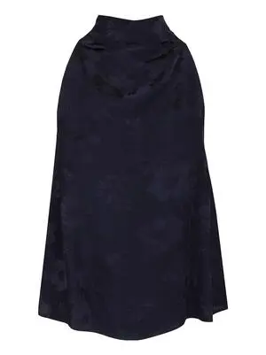 FORTE_FORTE Sleeveless Floral Jacquard Halter Top - Black
