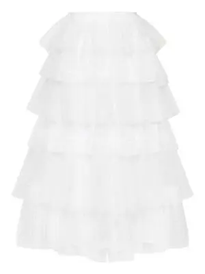 Red Valentino Tulle Ruffled Midi Skirt - No