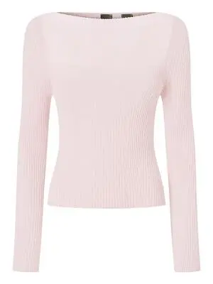 Pinko Ribbed Boat Neck Jumper - Pink