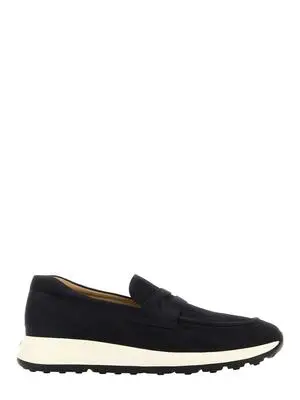TOD'S Round Toe Penny Slot Loafers - Black