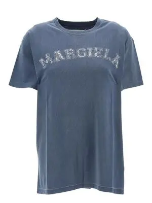 MAISON MARGIELA Logo Printed Crewneck T-shirt - Blue