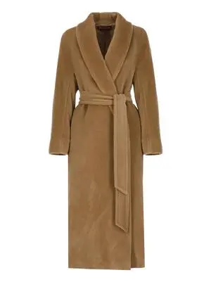 Max Mara Belted Long-sleeved Coat - Brown