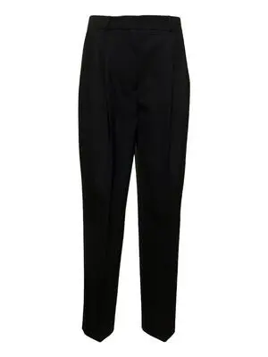 TOTEME High-waisted Pleated Tailored Trousers - Black