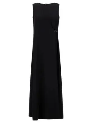 Herno Sleeveless Draped Maxi Dress - Black