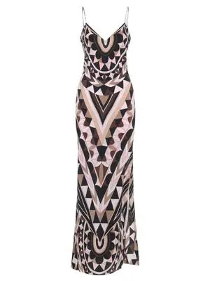 Emilio Pucci Geometric Print Maxi Slip Dress - Black