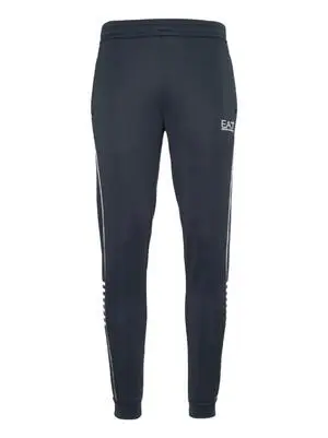 EA7 Logo Striped Sweatpants - Black