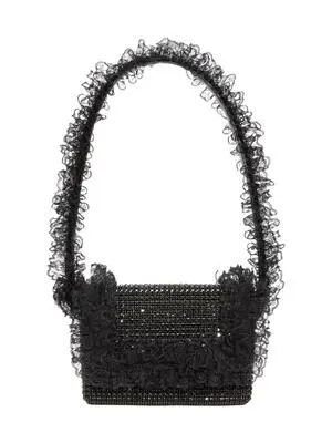 SELF-PORTRAIT Crystal Lace Detail Bag - Black