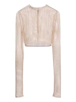 Prada All-over Bead Embellished Cropped Top - Ivory
