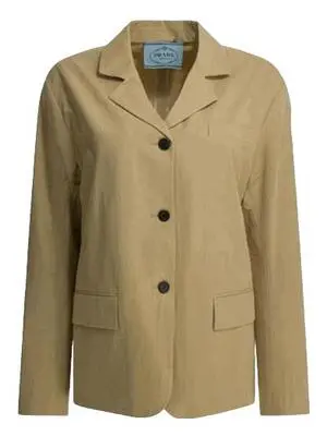 Prada Long Sleeve Collared Button-up Jacket - Rope Ash