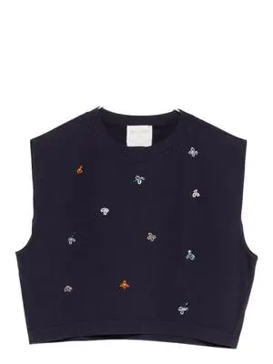 FORTE_FORTE Embroidered Sleeveless Top - Black