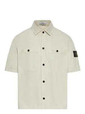 Stone Island Compass Patch Short Sleeved Shirt - Sand