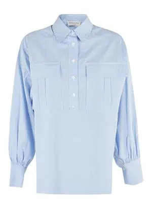 ERMANNO FIRENZE Striped Long Sleeve Shirt - Blue