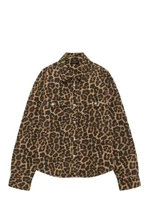 ANINE BING Leopard Print Long Sleeve Shirt - Black