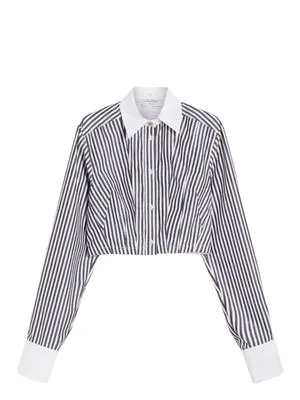 Sportmax Striped Poplin Cropped Shirt - Black