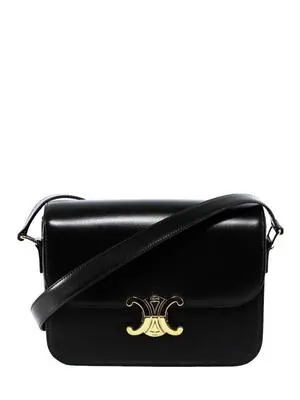 Celine Classique Triomphe Bag In Shiny Calfskin - Black