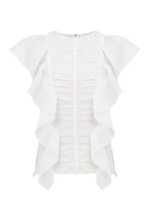 Chloé Sleeveless Ruffled Blouse - White