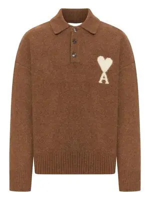 Ami De Coeur Intarsia Knitted Jumper - Brown