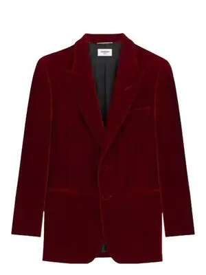 Saint Laurent Velvet Single-breasted Jacket - Brown