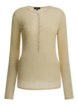 Soeur Long Sleeve Henley T-shirt - Nude