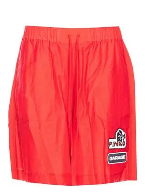 Pinko Logo Patch Wide Leg Bermuda Shorts - Red