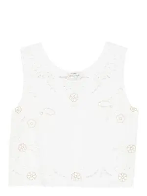 FORTE_FORTE Sleeveless Embroidered Top - White