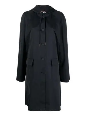 Thom Browne Thom Browne Single-Breasted Drawstring Hooded Parka Navy Blue