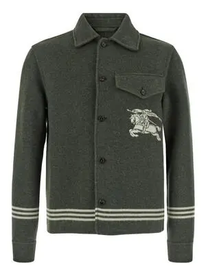 Burberry Equestrian Knight Motif Detailed Jacket - Dark Green