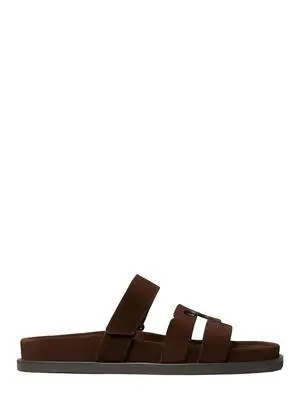 Tory Burch Tory Burch Ines Sports Slippers With Double T Logo Cocoa
