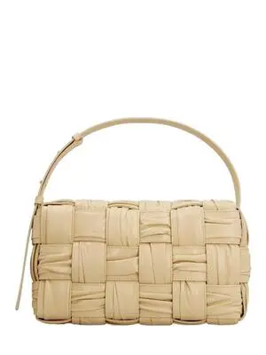 Bottega Veneta Brick Cassette Knitted Detail Shoulder Bag - Oatmeal