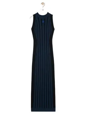 Loewe Ribbed Knit Maxi Dress With Embroidered Logo - Black