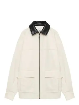 ANINE BING Contrast Collar Zipped Jacket - White