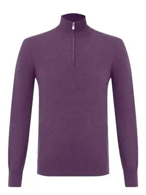 Brunello Cucinelli Brunello Cucinelli High-Neck Quarter Zip Sweater Purple