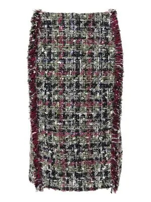 Etro Bouclé Plaid Midi Skirt - Black