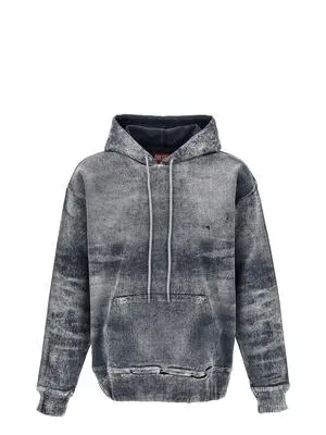 DIESEL® Tie-dye Effect Logo Embroidered Hoodie - Gray