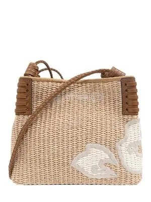 Etro Logo Embroidered Interwoven Crossbody Bag - Nude
