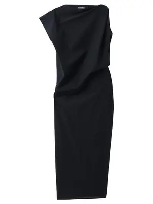 Jacquemus Draped Asymmetrical Midi Dress - Black